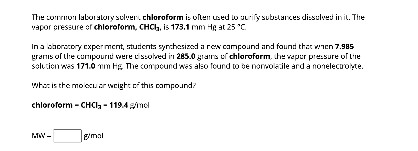 Solved The common laboratory solvent chloroform is often | Chegg.com