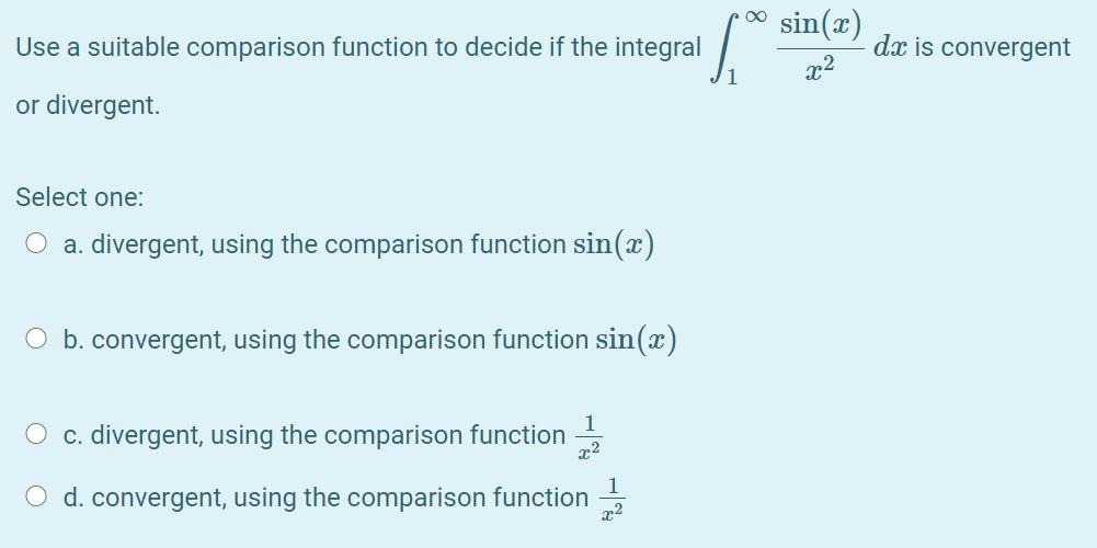Solved 1 ex Use a suitable comparison function to decide if | Chegg.com