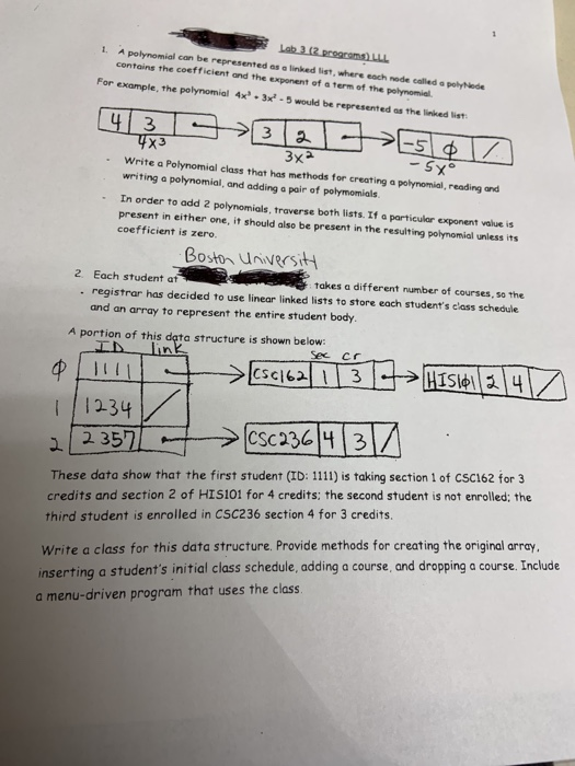 Solved 1. A polynomial can be represented as a linked list, | Chegg.com
