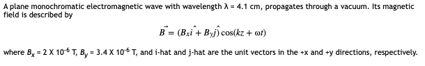 Solved A plane monochromatic electromagnetic wave with | Chegg.com