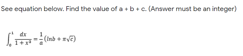 Solved See equation below. Find the value of a + b + c. | Chegg.com