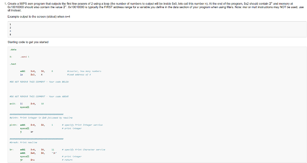 Solved 1. Create a MIPS asm program that outputs the first | Chegg.com