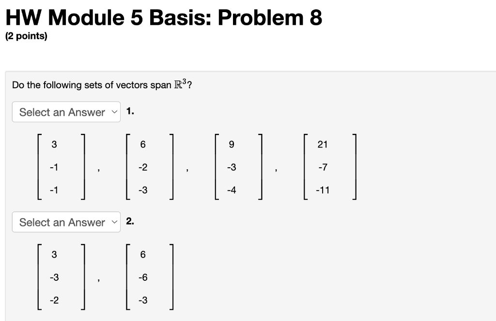 Solved HW Module 5 Basis: Problem 8 (2 points) Do the | Chegg.com