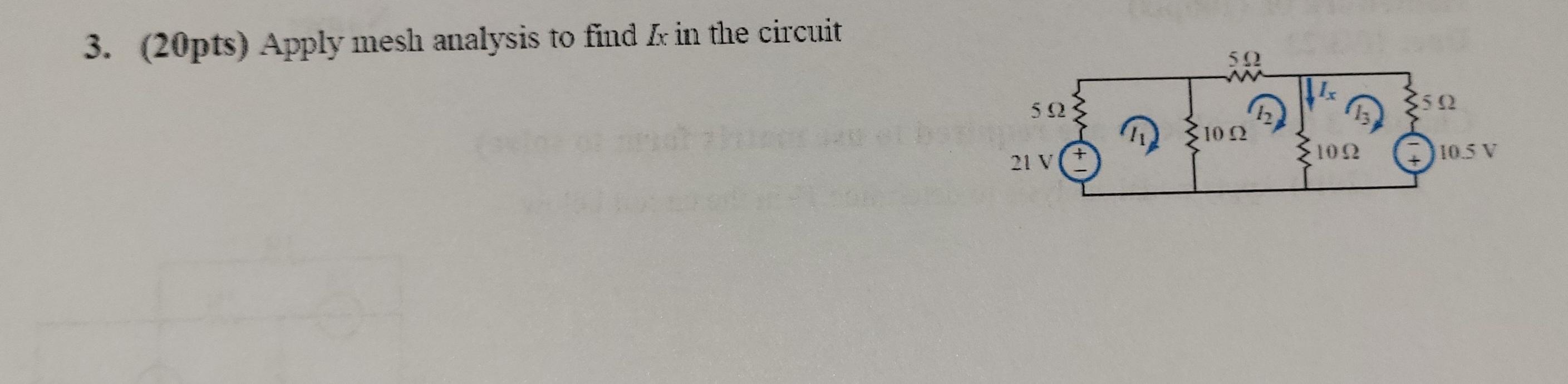 Solved 3. (20pts) Apply mesh analysis to find Ix in the | Chegg.com