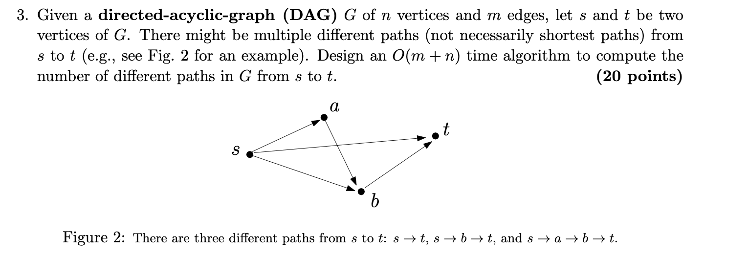 Solved 3. Given a directed-acyclic-graph (DAG) G of n | Chegg.com