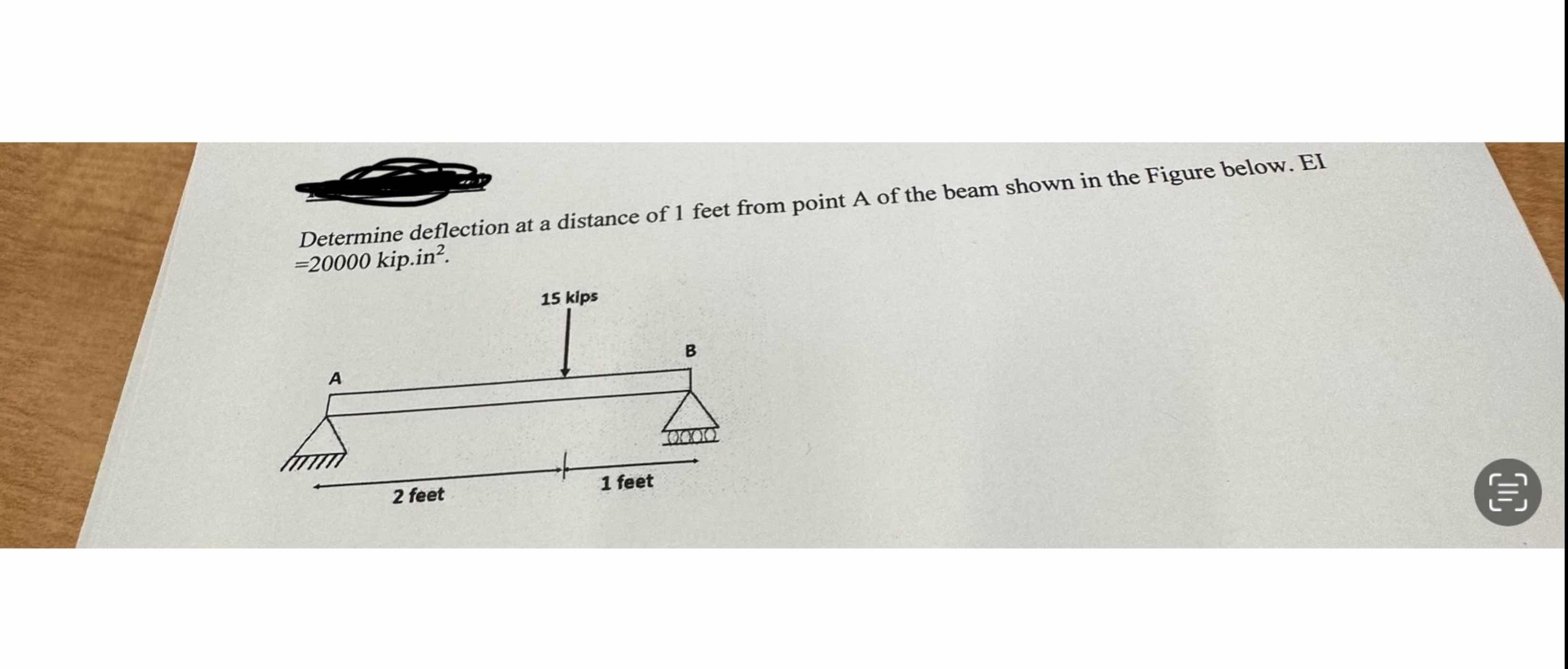 Solved Determine deflection at a distance of 1 ﻿feet from | Chegg.com
