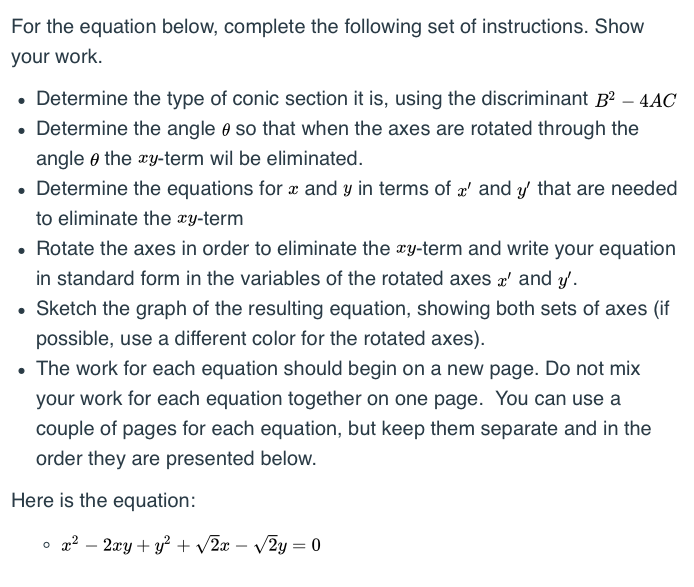 Solved For the equation below, complete the following set of | Chegg.com
