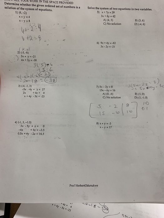 Solved LL TOUR WORK IN THE SPACE PROVIDED Determine whether | Chegg.com