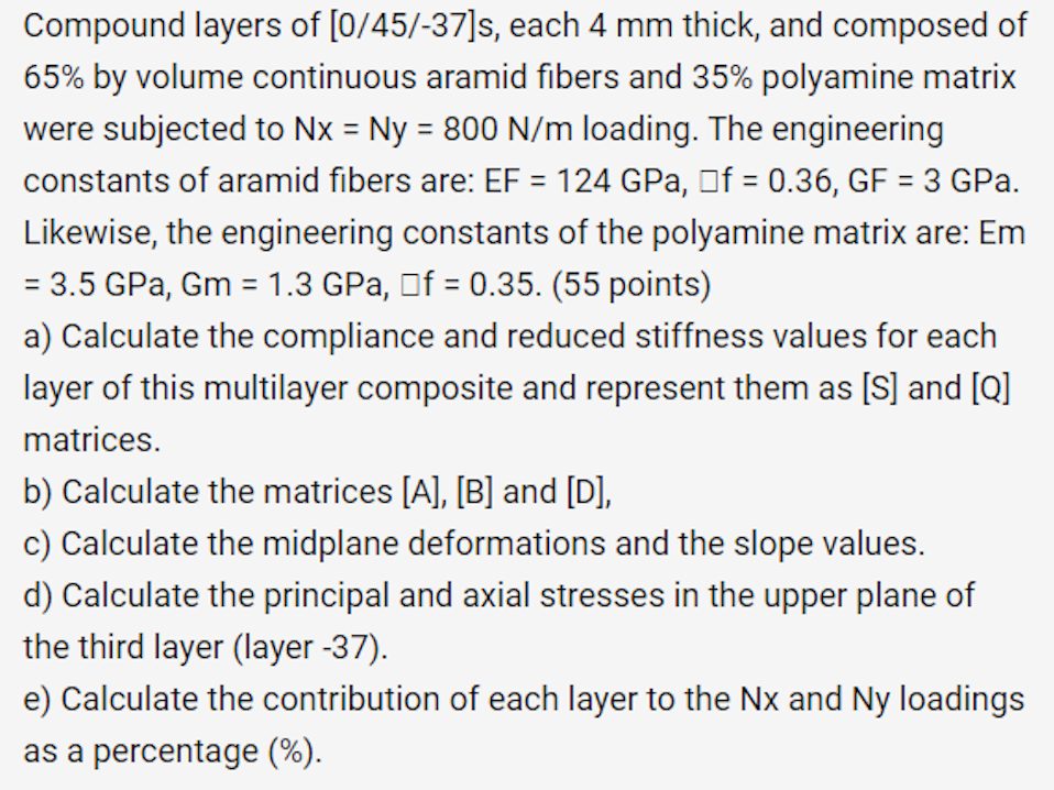 Solved Compound layers of [0/45/−37]s, each 4 mm thick, and | Chegg.com