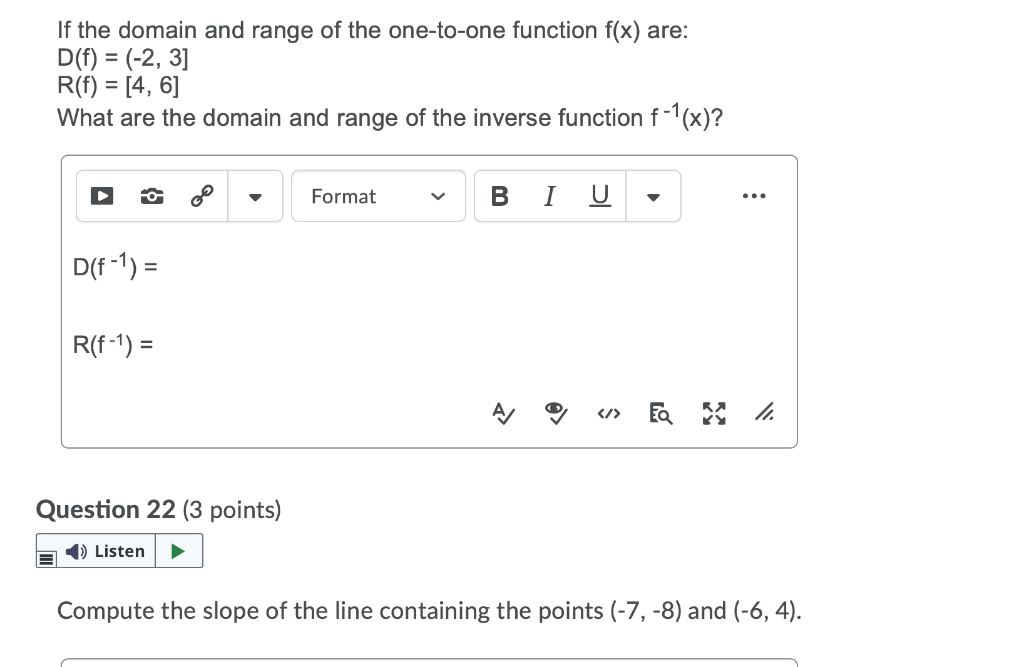 Solved If the domain and range of the one-to-one function | Chegg.com