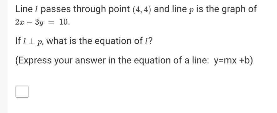 Line l passes through point (4,4) and line p is the | Chegg.com