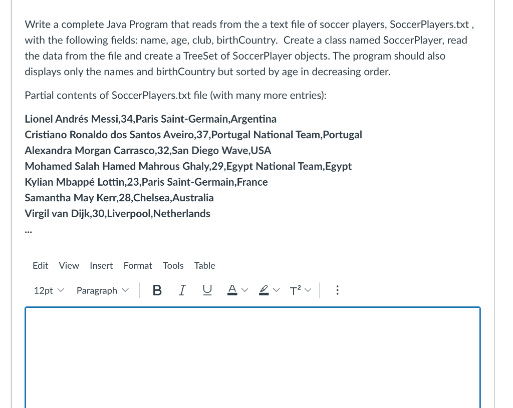 Solved Write a complete Java Program that reads from the a | Chegg.com