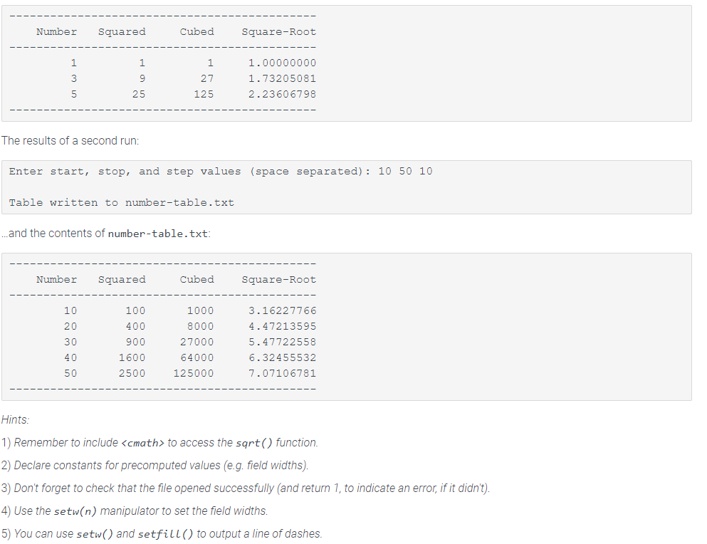 Solved 6.8 Assignment Part 1: Number Table Generator In this | Chegg.com