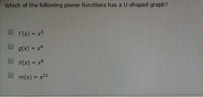 Solved Which of the following power functions has a U-shaped | Chegg.com