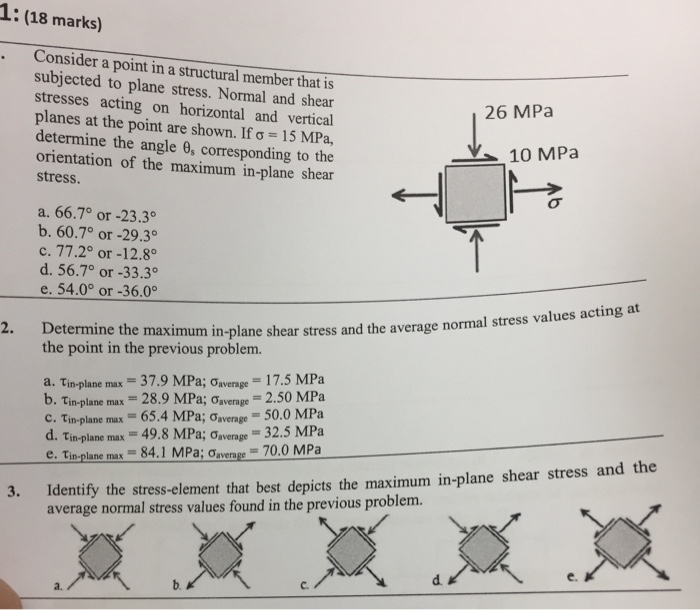 Solved 1: (18 marks) Consider a point in a structural member | Chegg.com Solved 1: (18 marks) Consider a point in a structural member | Chegg.com