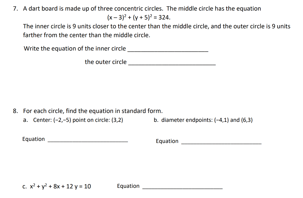 Solved 7. A dart board is made up of three concentric | Chegg.com