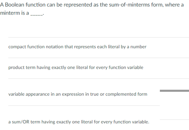Solved A Boolean function can be represented as the | Chegg.com