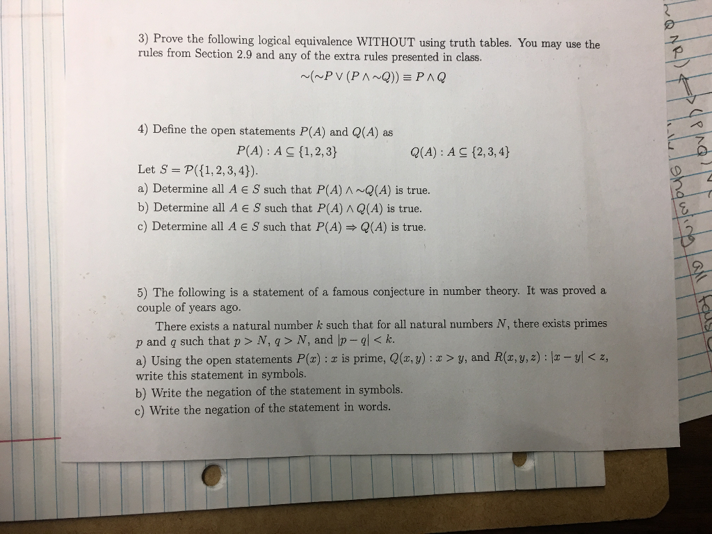 Solved 3) Prove the following logical equivalence WITHOUT | Chegg.com