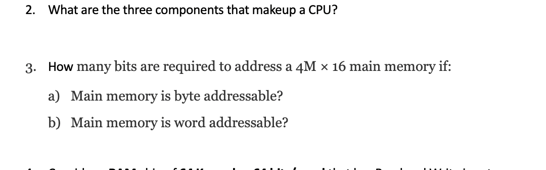 Solved 2. What are the three components that makeup a CPU? | Chegg.com