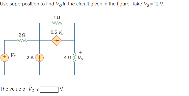 Solved Use superposition to find Voin the circuit given in | Chegg.com
