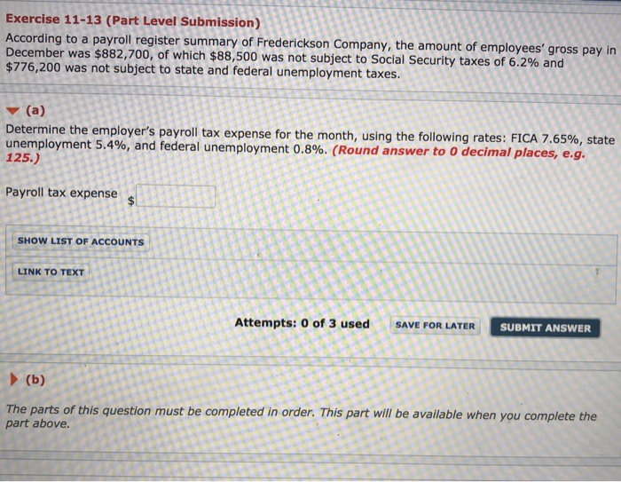 Solved Exercise 11-13 (Part Level Submission) According to a | Chegg.com
