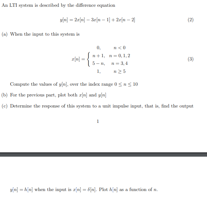 Solved An LTI system is described by the difference equation | Chegg.com