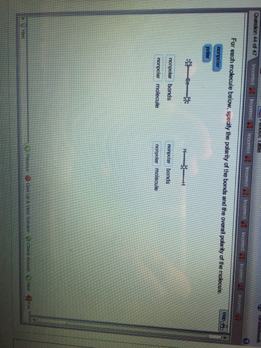 Solved For each molecule below specify the polarity of the | Chegg.com