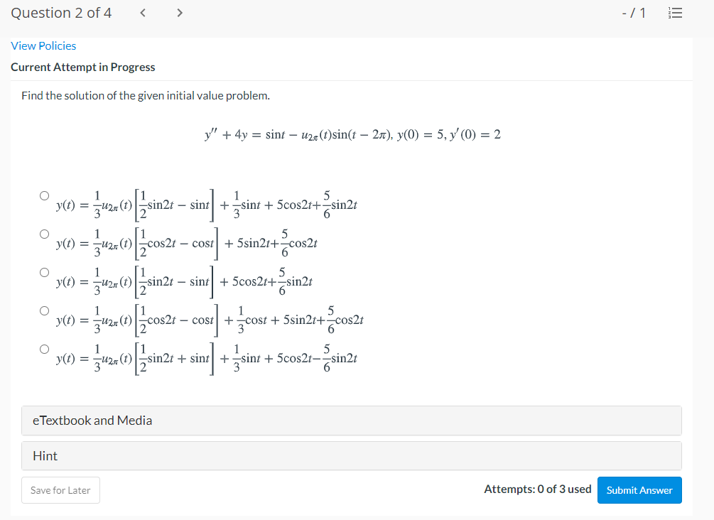 Solved Question 2 of 4 - / 1 View Policies Current | Chegg.com