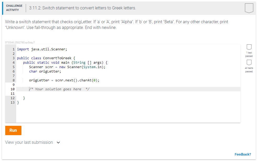 Solved CHALLENGE ACTIVITY 3.11.2: Switch statement to | Chegg.com