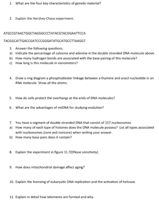 Solved 1. What are the four key characteristics of genetic | Chegg.com