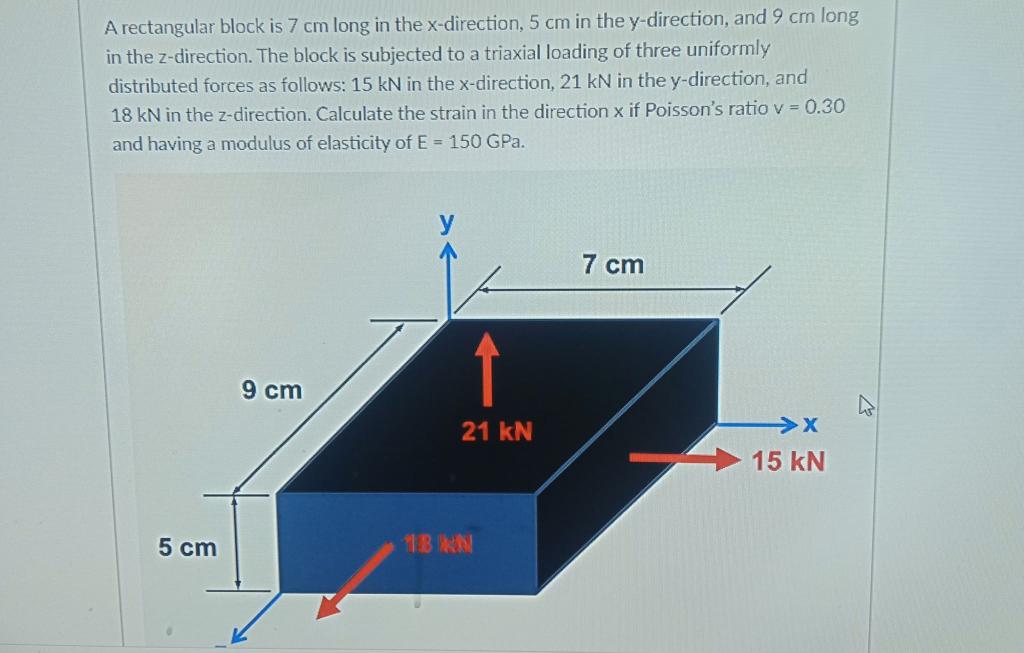 Solved Question 12 1 pts A rectangular block is 7 cm long in | Chegg.com