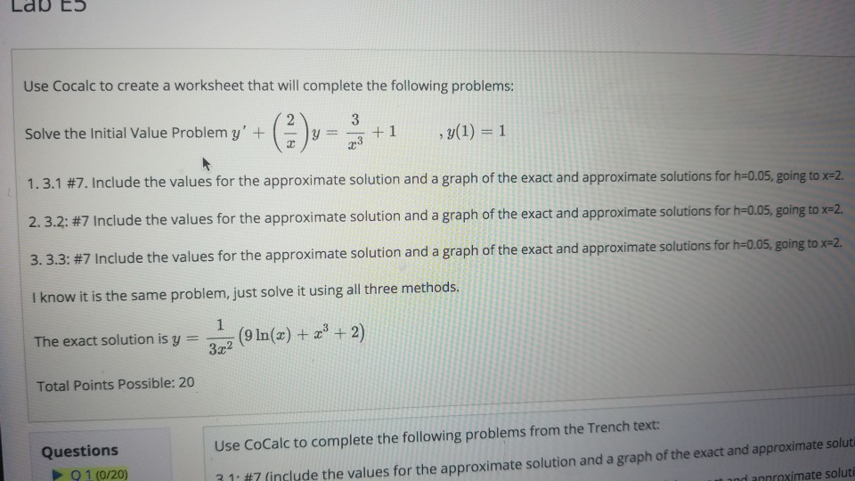 Solved Ldt ES Use Cocalc to create a worksheet that will | Chegg.com