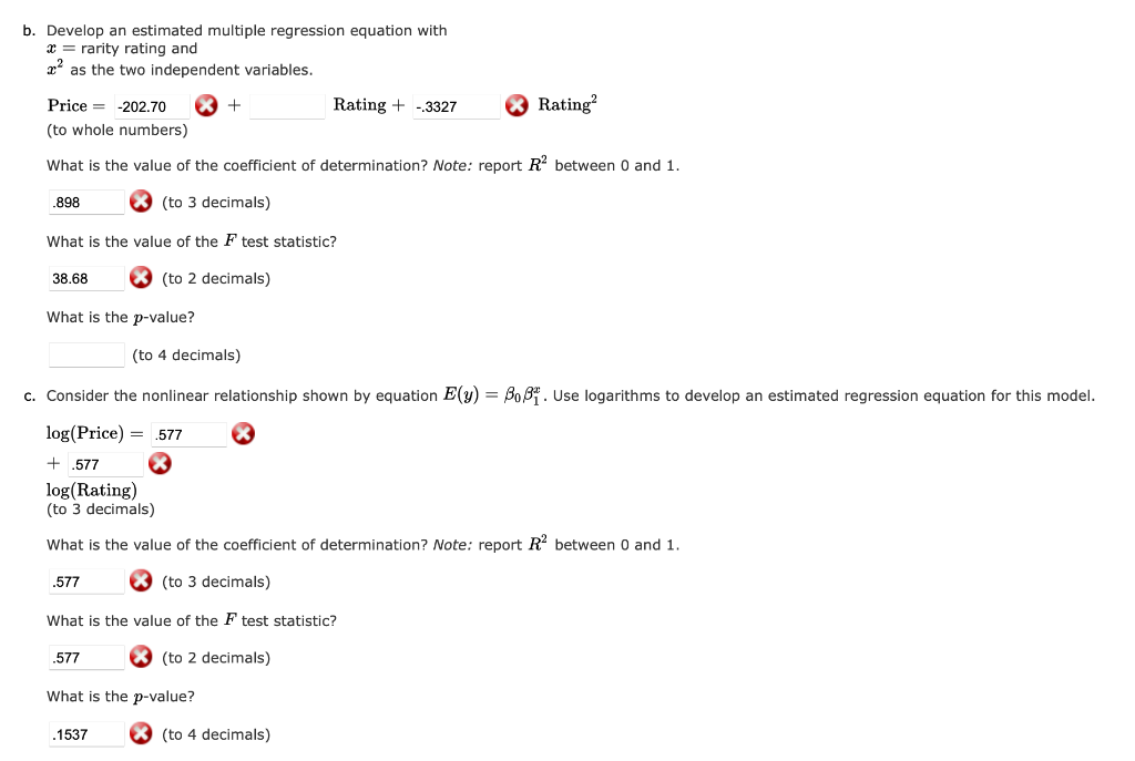 Solved b. Develop an estimated multiple regression equation | Chegg.com