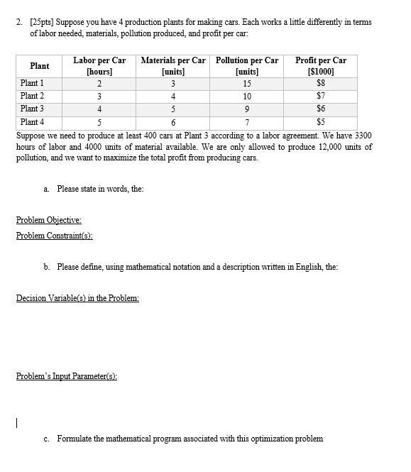 Engineering Problem Solving 1. [25pts] The table | Chegg.com