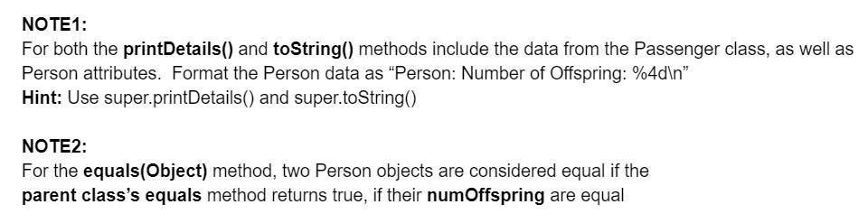 Solved Create a class to represent a Person object that | Chegg.com
