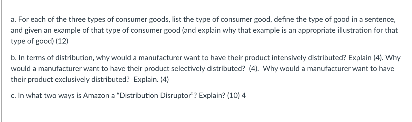 Solved a. For each of the three types of consumer goods, | Chegg.com