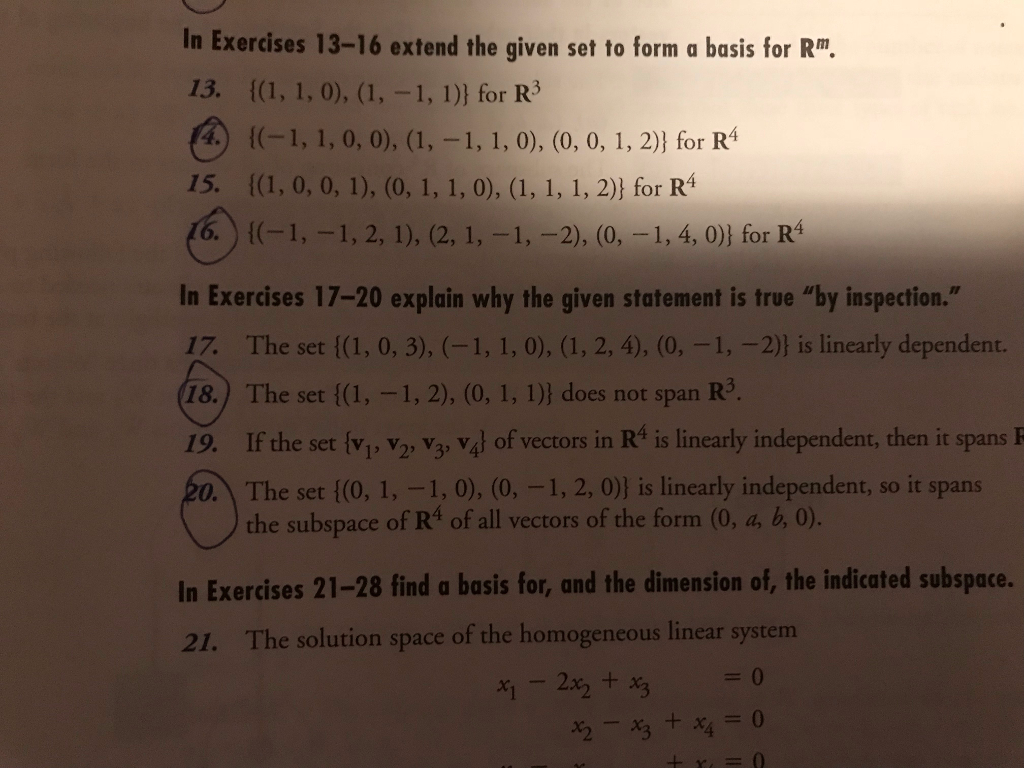 Solved In Exercises 13-16 extend the given set to form a | Chegg.com
