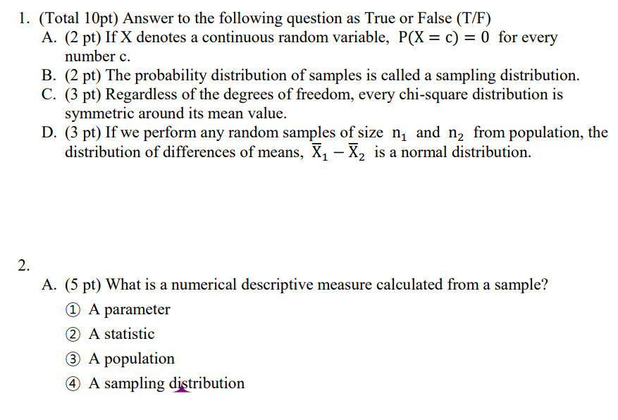 Solved 1. (Total 10pt) Answer to the following question as | Chegg.com