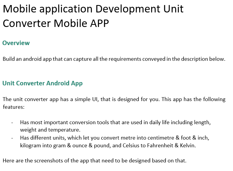 Mobile application Development Unit Converter Mobile | Chegg.com