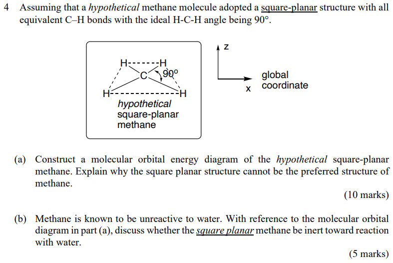 Solved 4 Assuming that a hypothetical methane molecule | Chegg.com