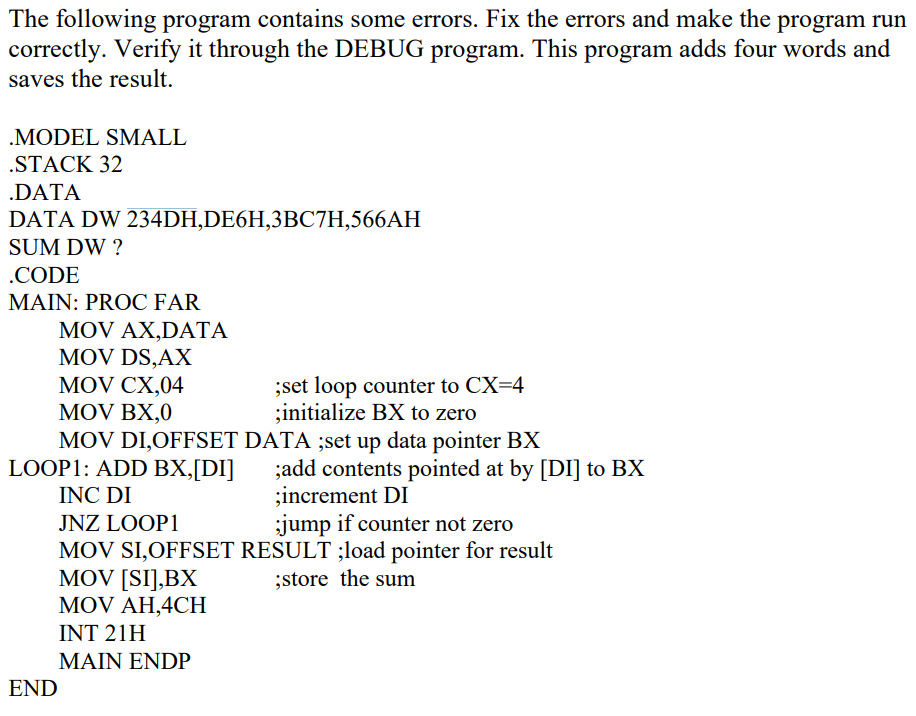 Solved The following program contains some errors. Fix the | Chegg.com