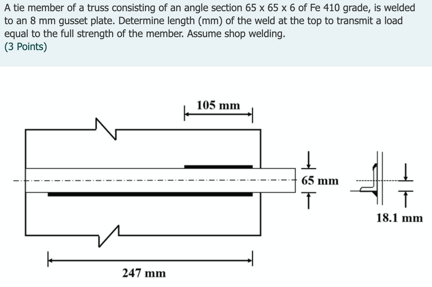 Solved A tie member of a truss consisting of an angle | Chegg.com