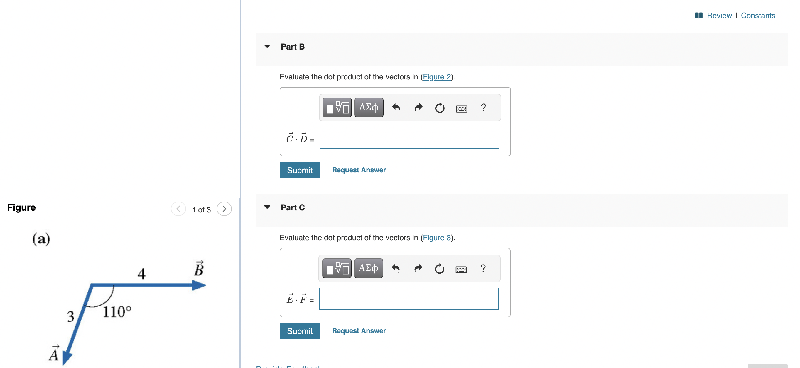 Solved Evaluate the dot product of the vectors in (Figure | Chegg.com