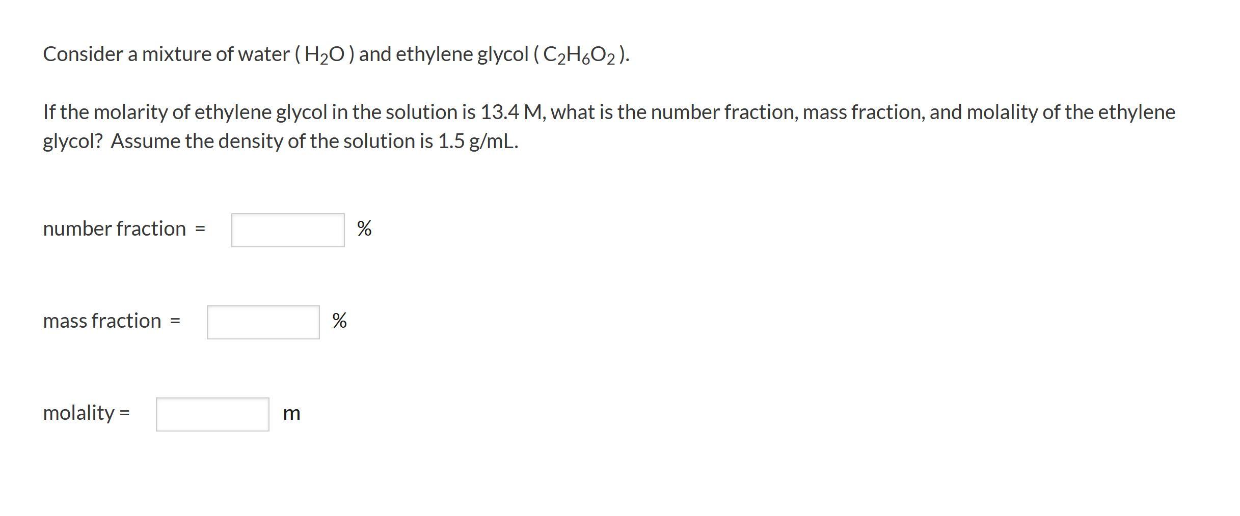 Solved Consider a mixture of water (H2O) and ethylene glycol | Chegg.com