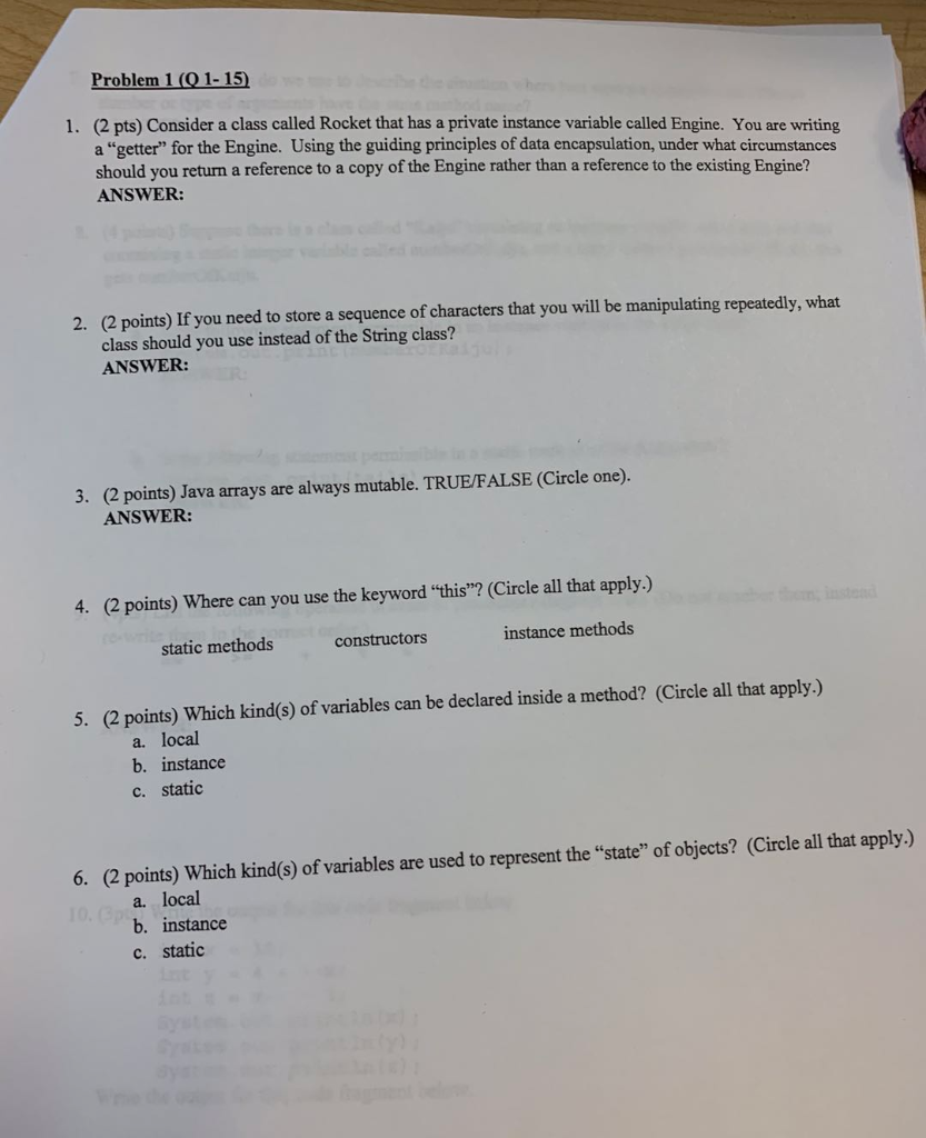 Solved 1) consider a class called Rocket that has a private | Chegg.com