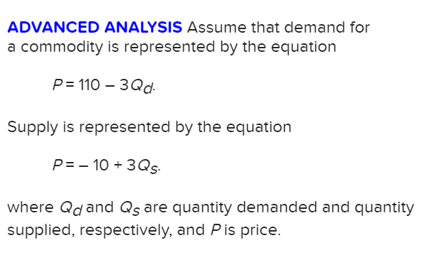 Solved ADVANCED ANALYSIS Assume that demand for a commodity | Chegg.com