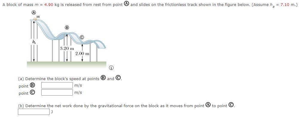 Solved A block of mass m=4.90 kg is released from rest from | Chegg.com