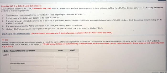 Solved Exercise 21A-4 a-d (Part Level Submission) Assume | Chegg.com