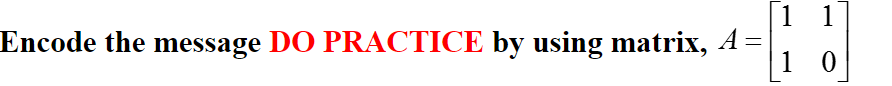 Solved 1 1 Encode the message DO PRACTICE by using matrix, | Chegg.com