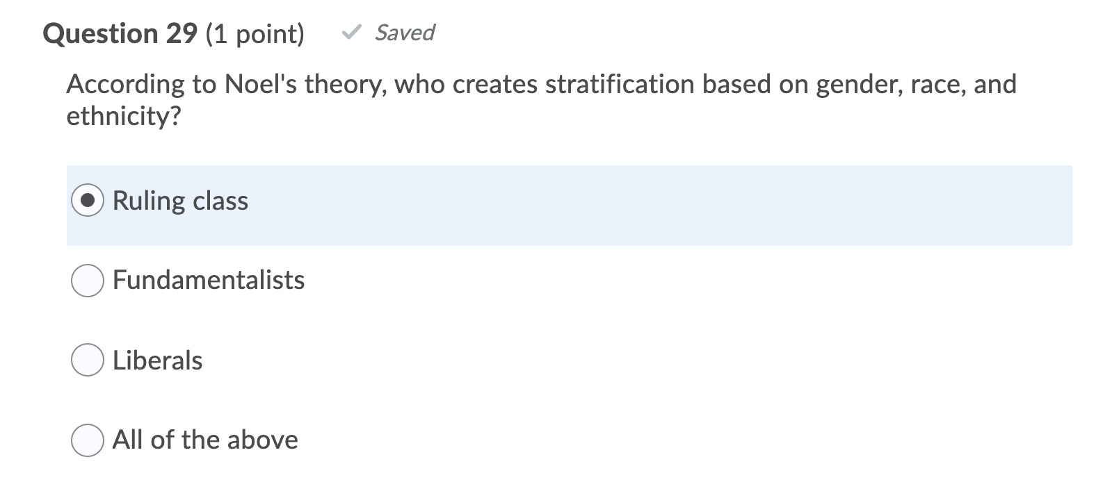 Solved Question 29 (1 point) Saved According to Noel's | Chegg.com